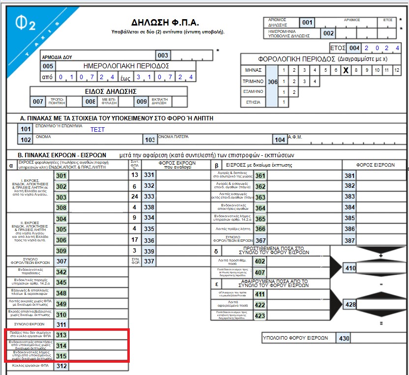 Αλλαγές στο νέο έντυπο ΦΠΑ (Φ2) από 1/7/2024 και μετά, βάσει της Α.1058 ...